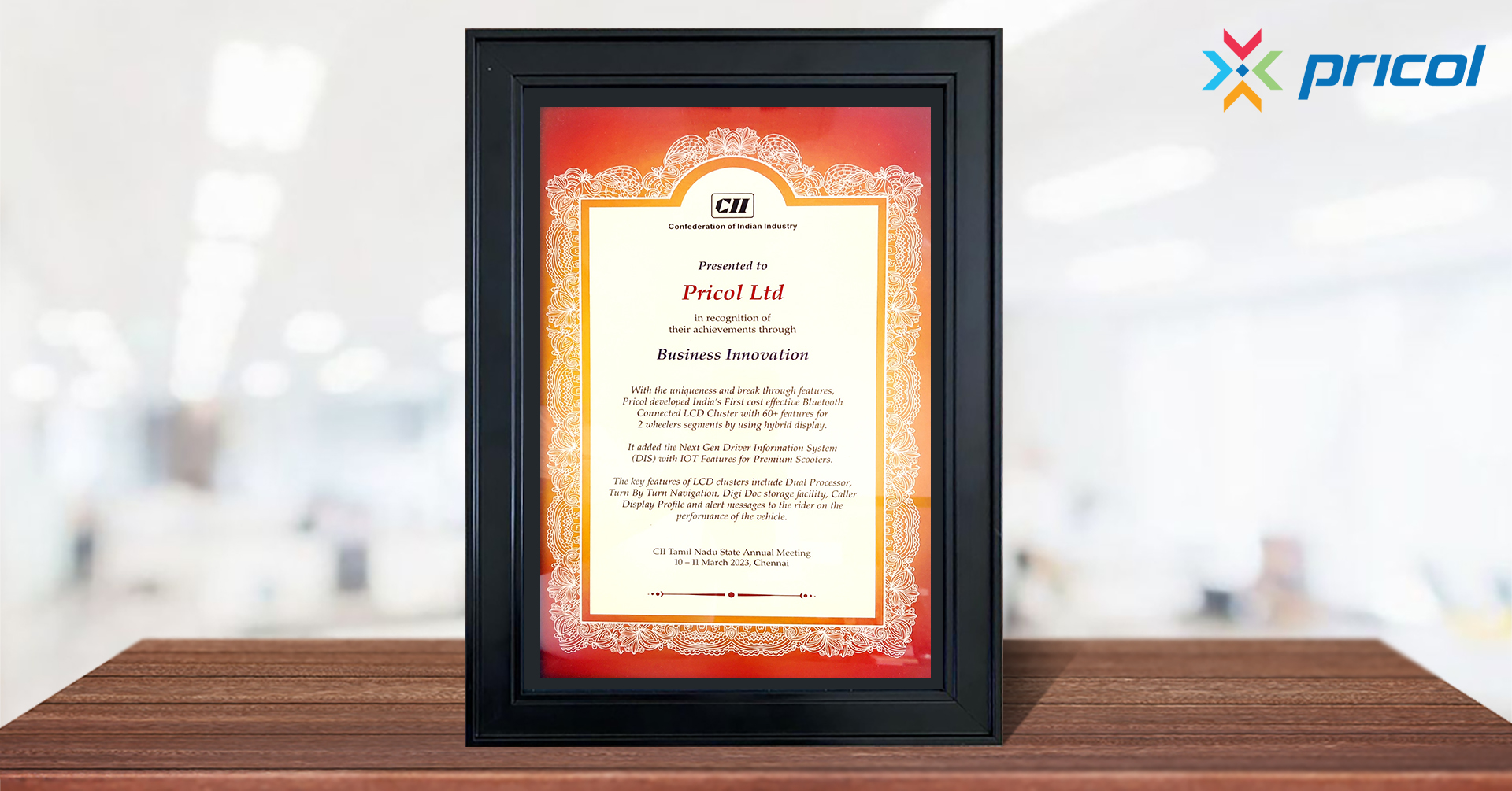 CII Industrial Business Innovation Award - Pricol